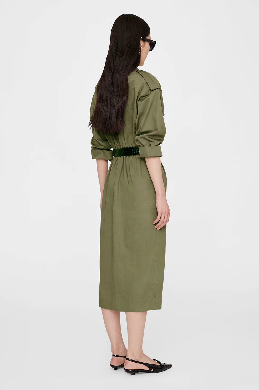 Anine Bing Zelda Dress in Olive | Denim Iniquity