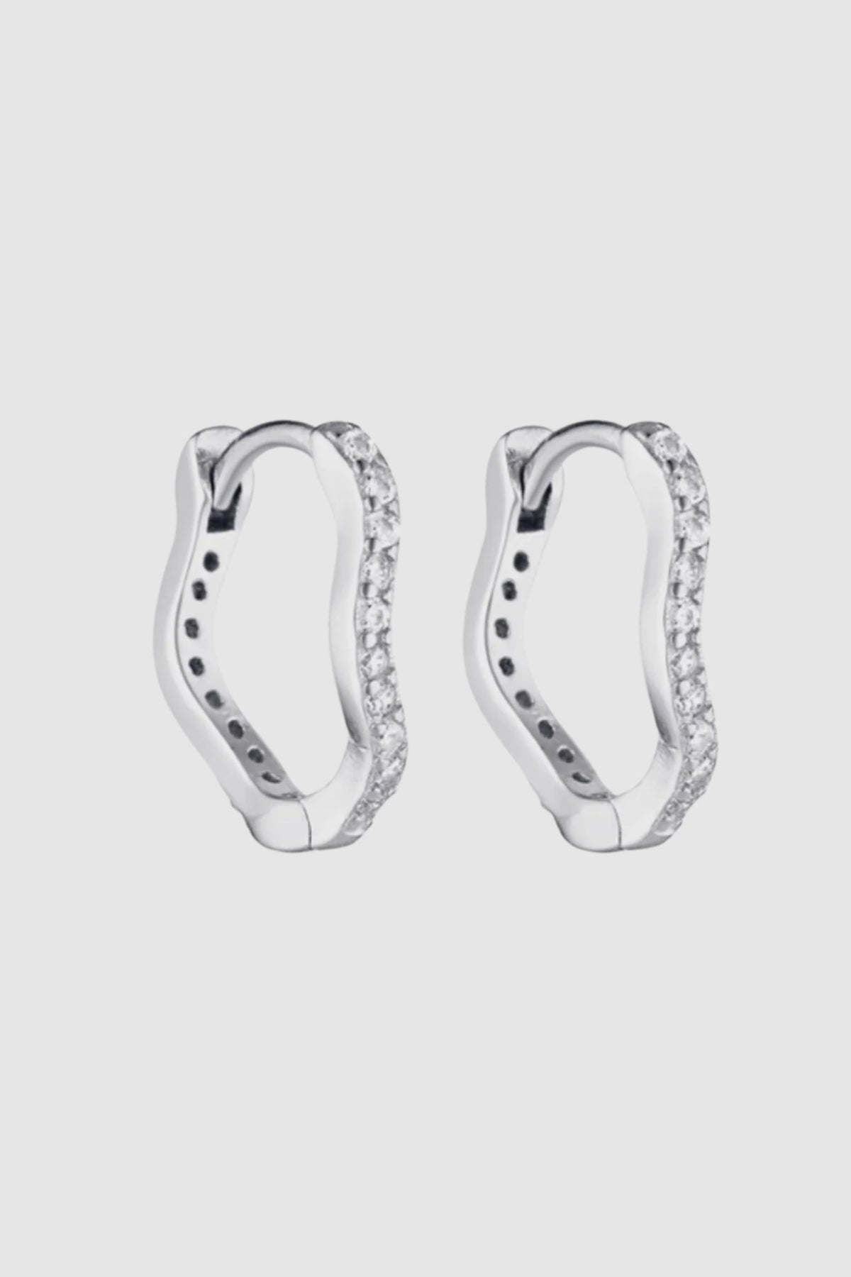 Porter Angel Wave Huggies in Sterling silver and Clear | Denim Iniquity